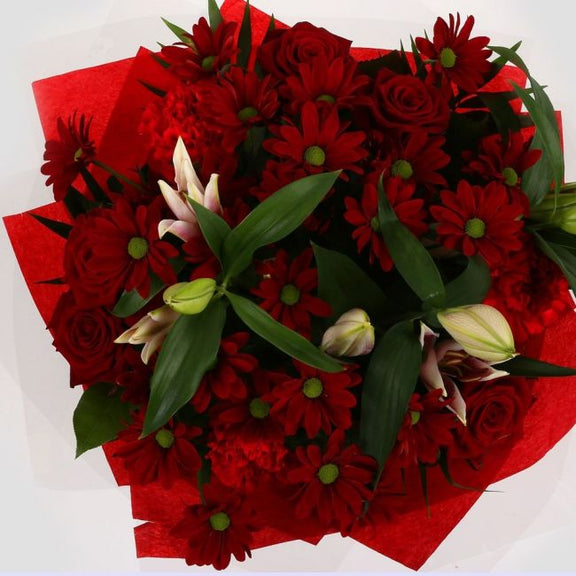 Red Rapture BouquetRed Rapture Bouquet Red Roses, Oriental Pink Lilies ...